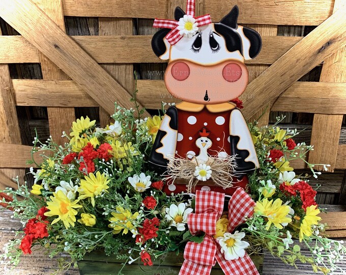 Farmhouse Centerpiece, Cow Decoration, Sunflower Summer Floral ...