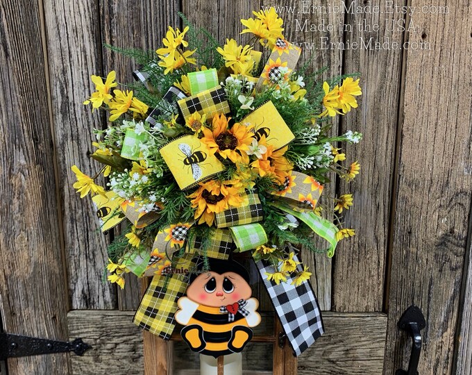 Bow for Lantern, Bee Decoration, Summer Lantern Swag, Wooden Bee Decor ...