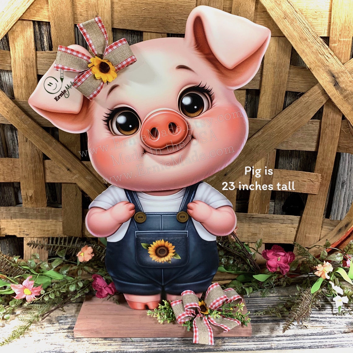 Farmhouse Centerpiece, Pig Decoration, Pig Sign, Wooden Pig Shelf ...