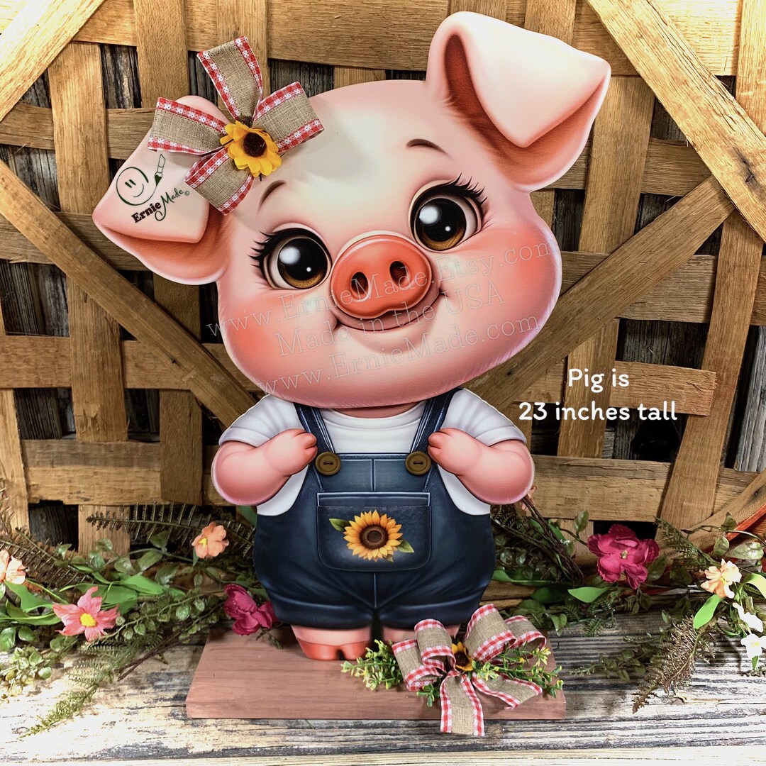 Farmhouse Centerpiece, Pig Decoration, Pig Sign, Wooden Pig Shelf ...