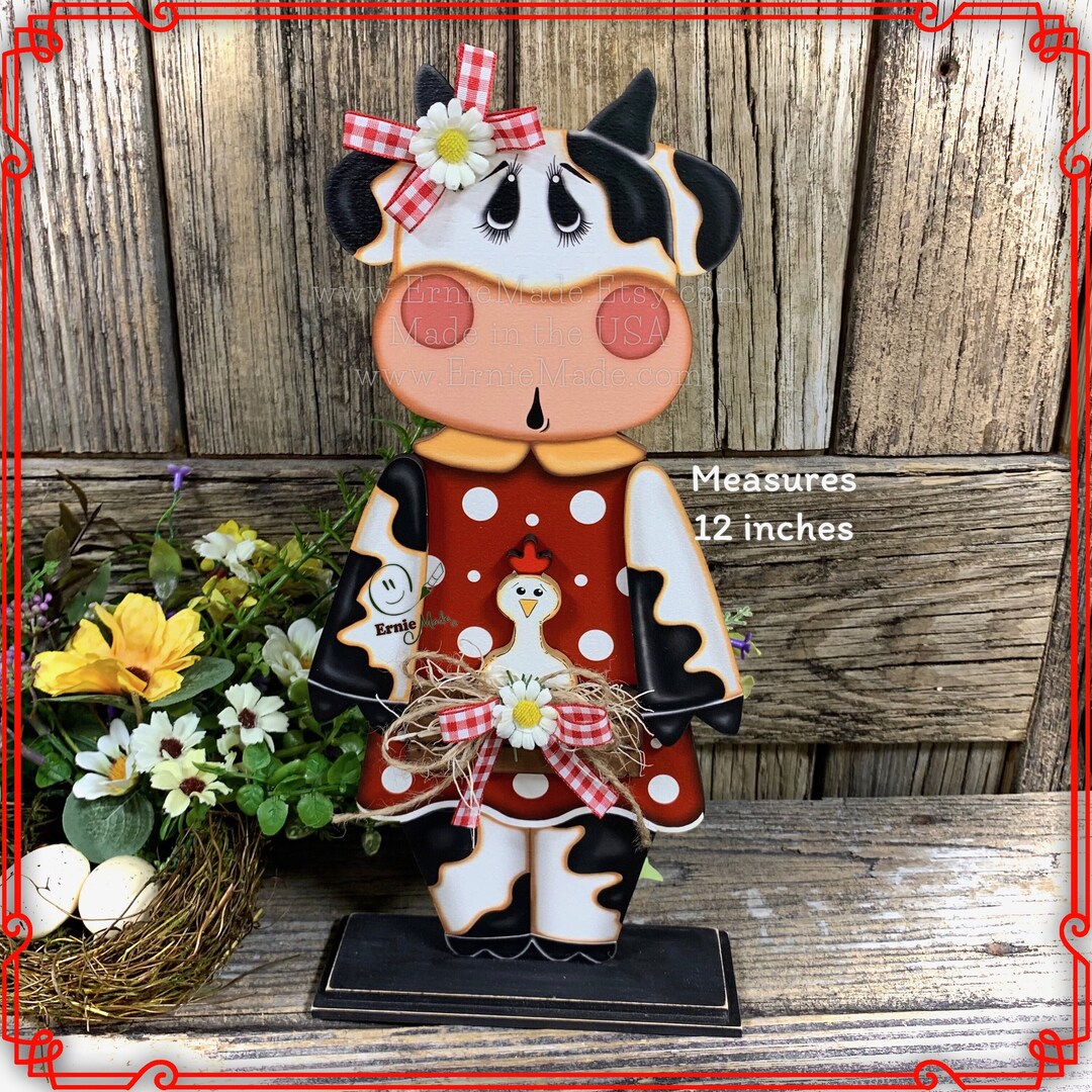 Farmhouse Cow Decoration, Tiered Tray Cow Decor, Cow Shelf Sitter, Cow ...