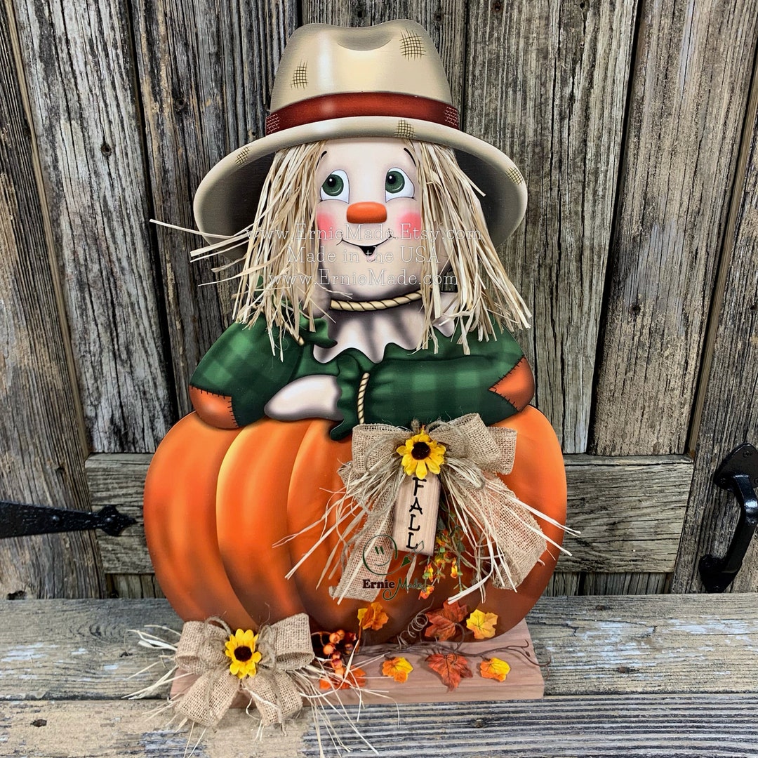 Scarecrow, Pumpkin Centerpiece, Fall Wood Decor, Thanksgiving Porch ...