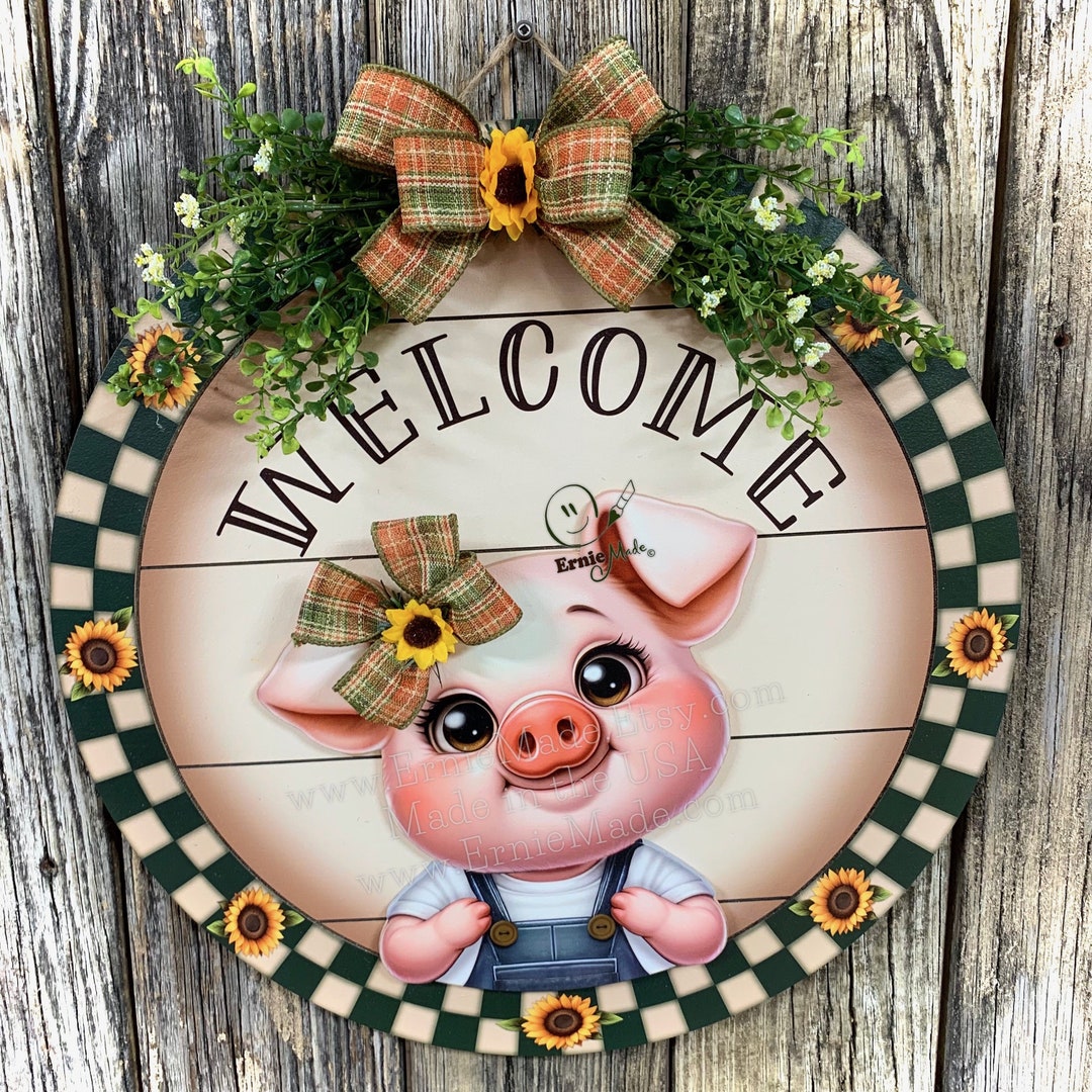 Front Door Hanger, Farmhouse Door Hanger, Pig Decor, Housewarming Gift ...