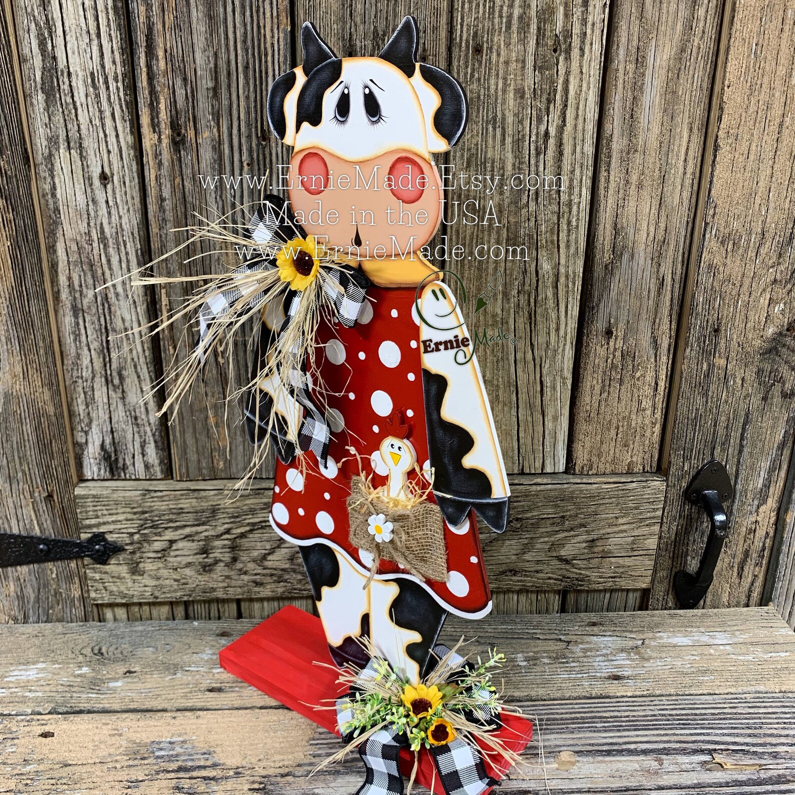 Farmhouse Centerpiece Cow Decoration Primitive Wooden Cow - Etsy