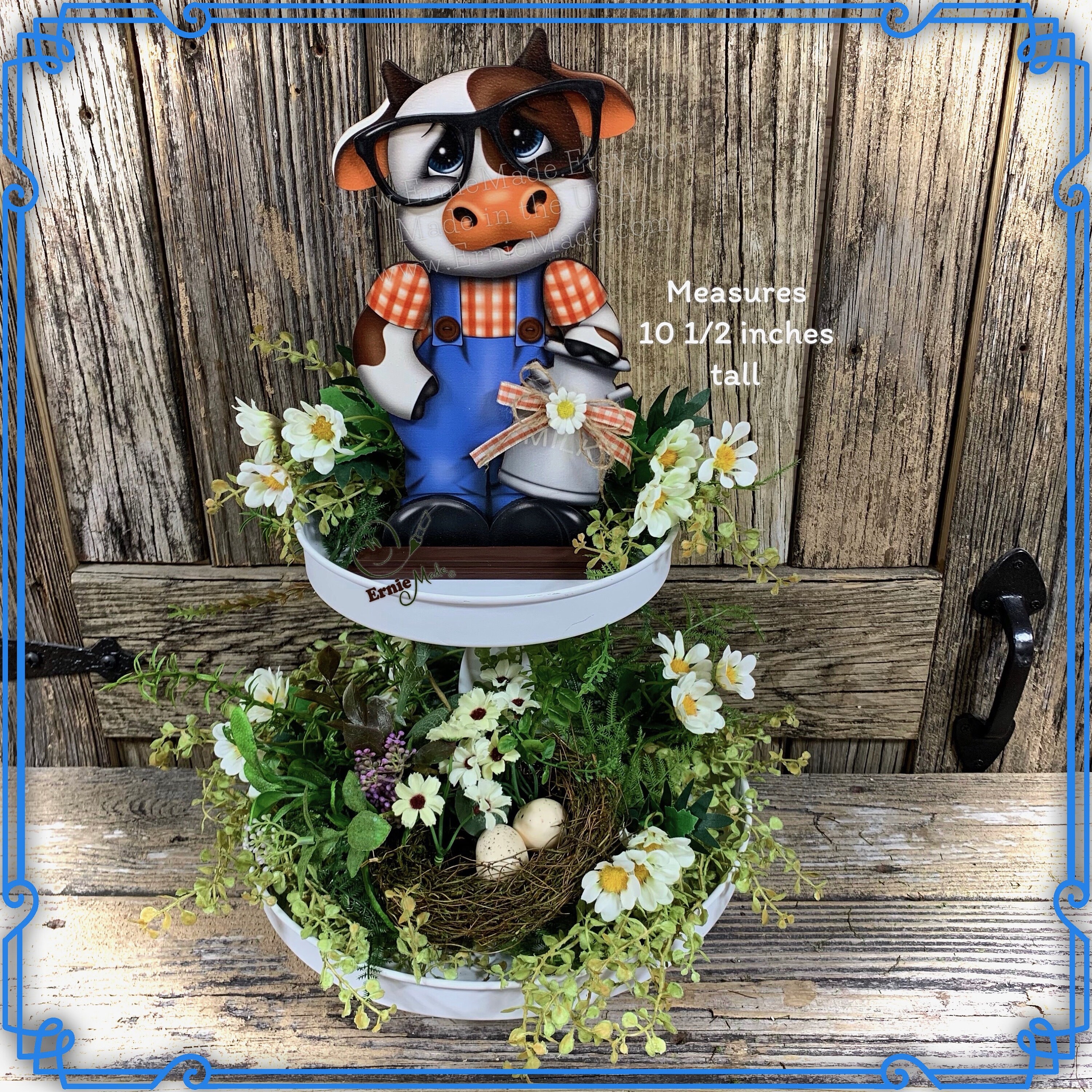 Farmhouse Cow Decoration, Tiered Tray Cow Decor, Cow Shelf Sitter, Cow ...
