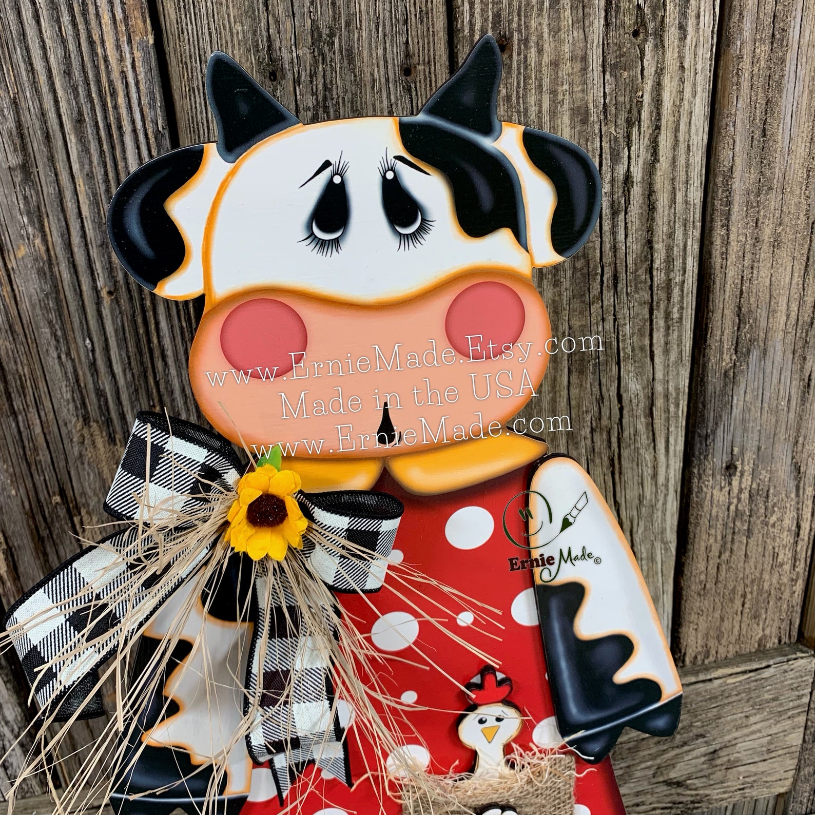 Farmhouse Centerpiece, Cow Decoration, Primitive Wooden Cow Shelf ...