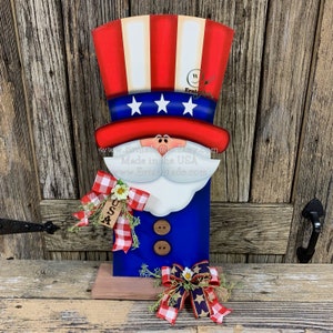 Uncle Sam, Patriotic Decoration, Summer Decor, Primitive Wooden Uncle ...