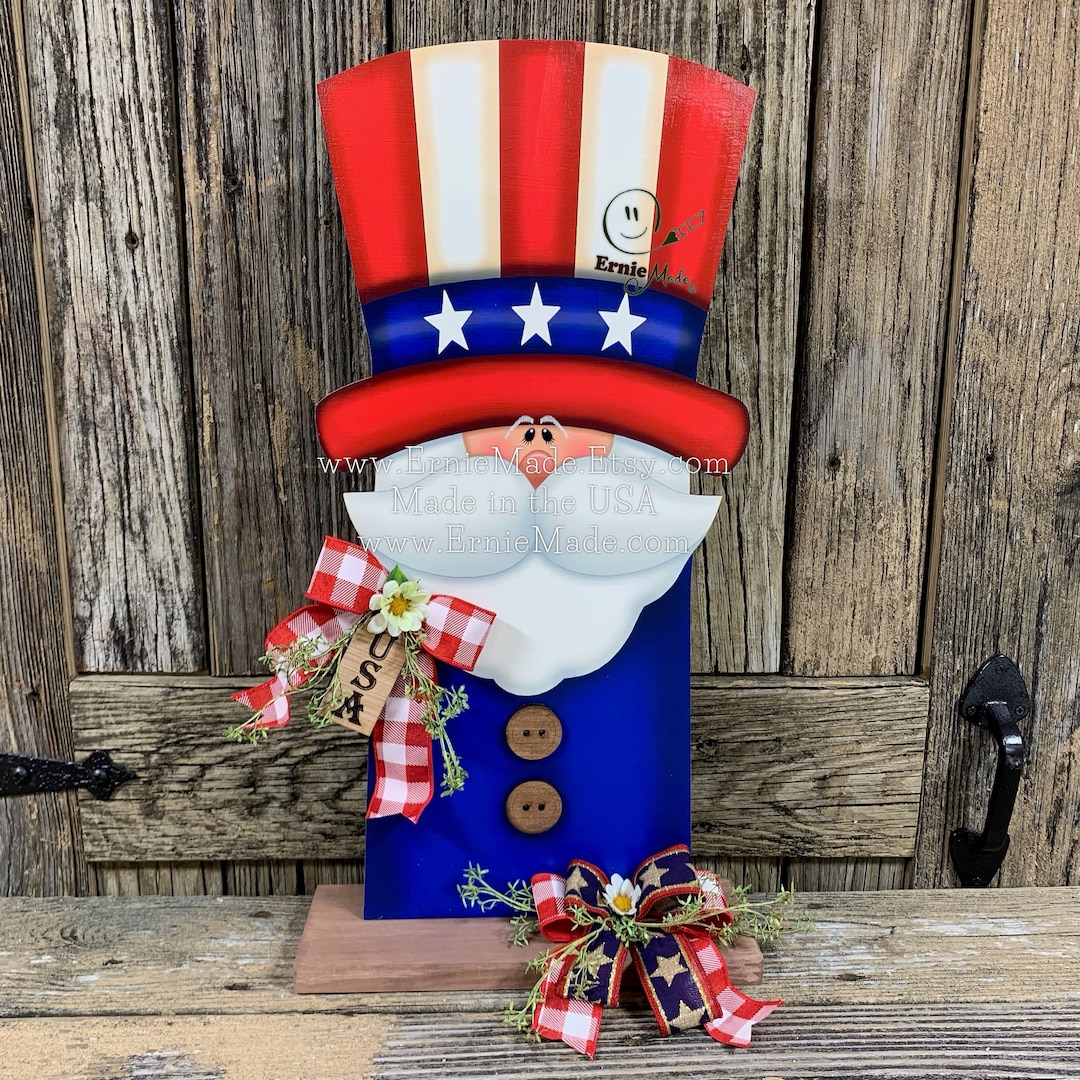Uncle Sam, Patriotic Decoration, Summer Decor, Primitive Wooden Uncle ...