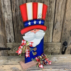 Uncle Sam, Patriotic Decoration, Summer Decor, Primitive Wooden Uncle ...