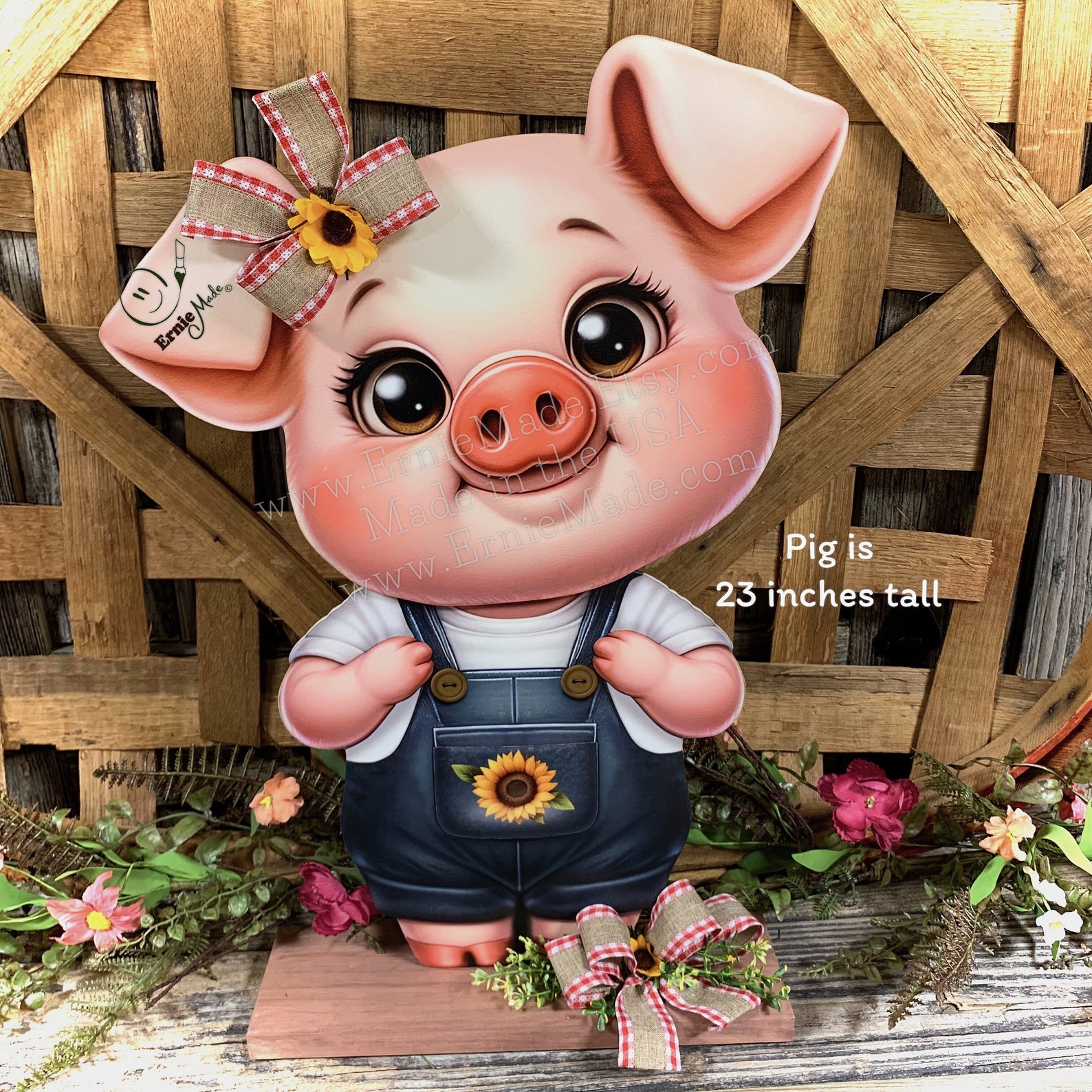 Farmhouse Centerpiece, Pig Decoration, Pig Sign, Wooden Pig Shelf ...