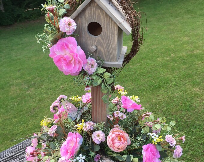 Spring Centerpiece, Birdhouse, Birdhouse Decoration, Birdhouse Floral ...