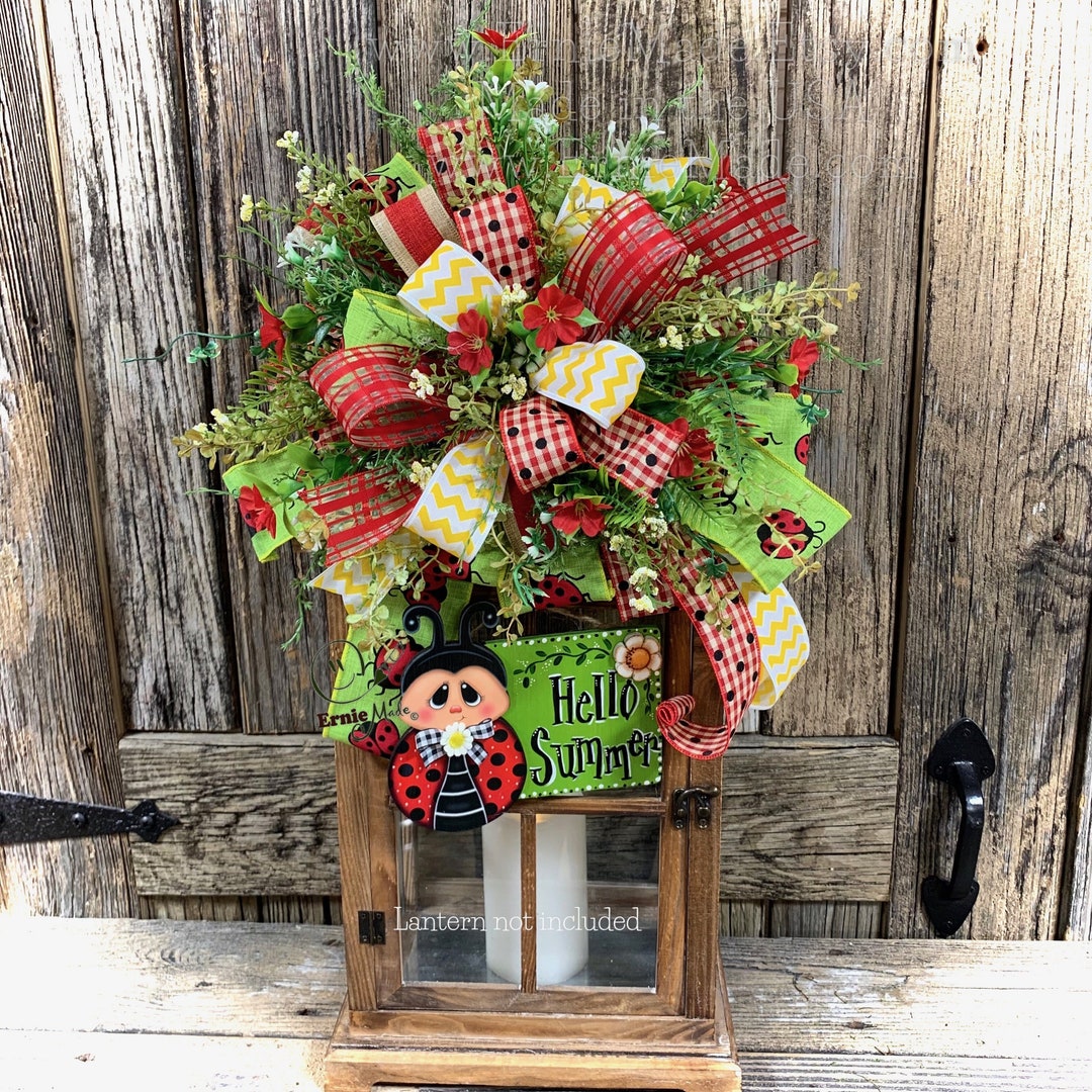 Summer Lantern Bow, Lantern Decor, Bow for Lantern, Ladybug Decor ...