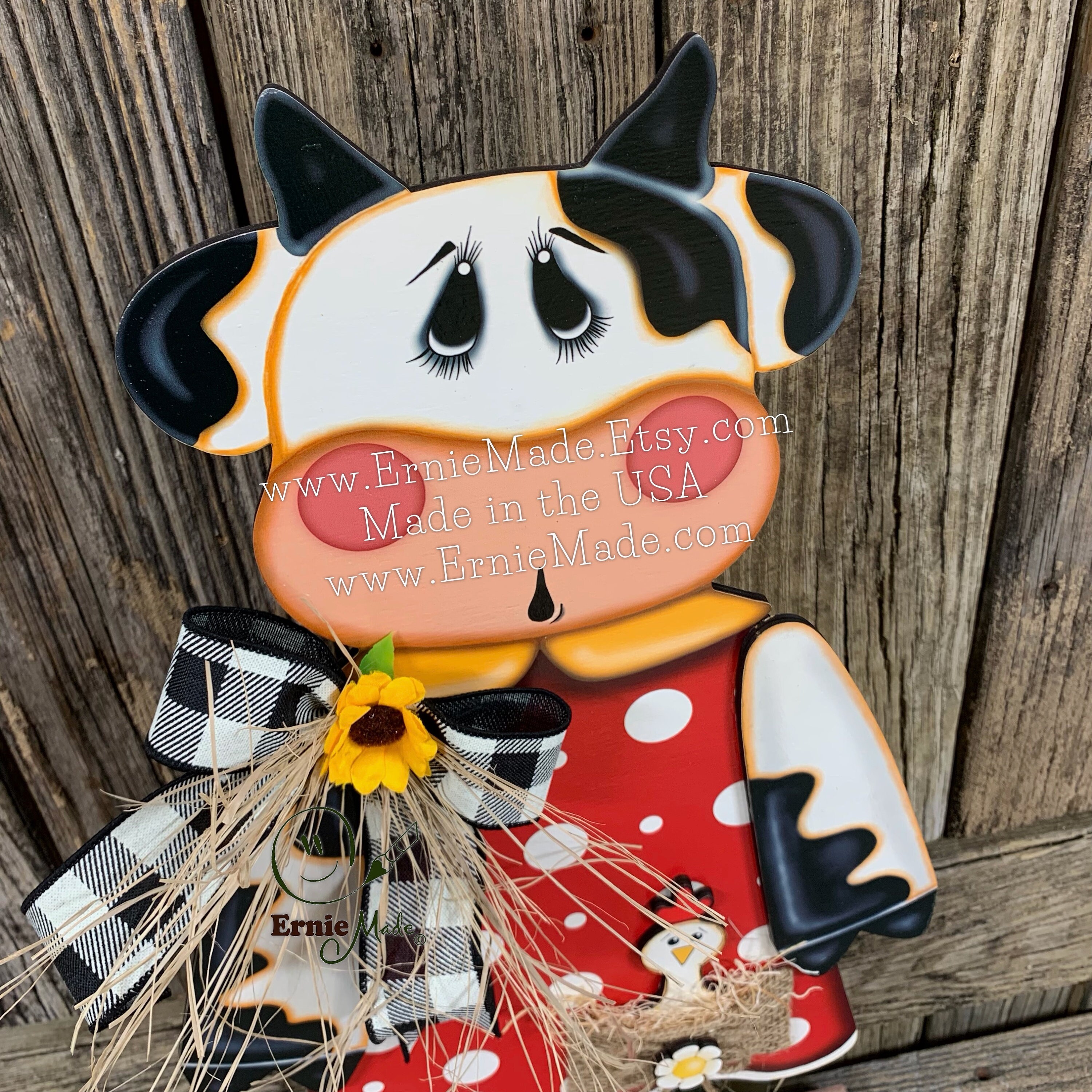 Farmhouse Centerpiece, Cow Decoration, Primitive Wooden Cow Shelf ...