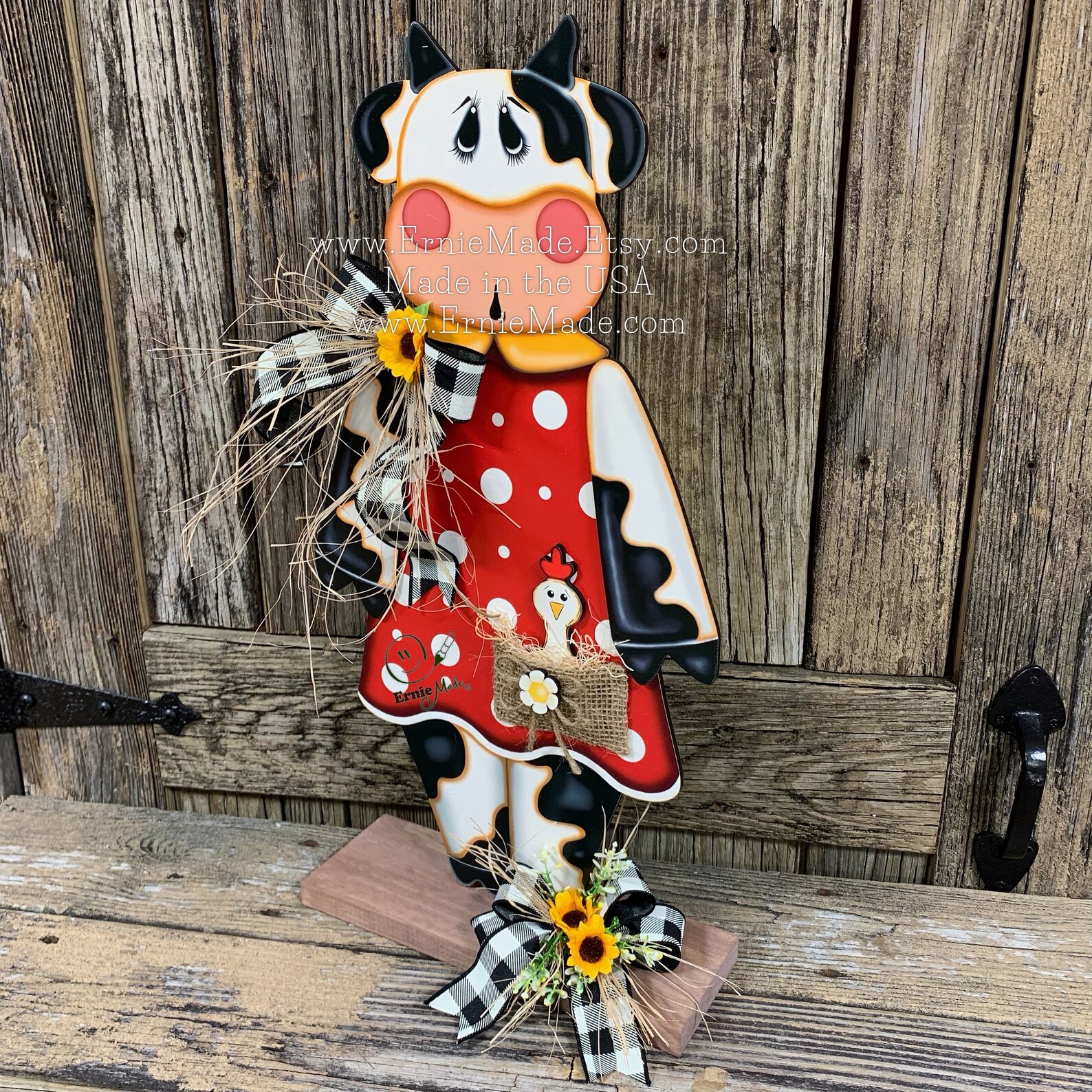 Farmhouse Centerpiece, Cow Decoration, Primitive Wooden Cow Shelf ...