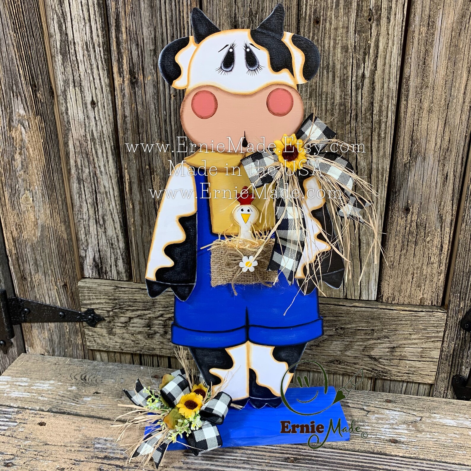 Farmhouse Centerpiece Cow Decoration Primitive Wooden Cow | Etsy