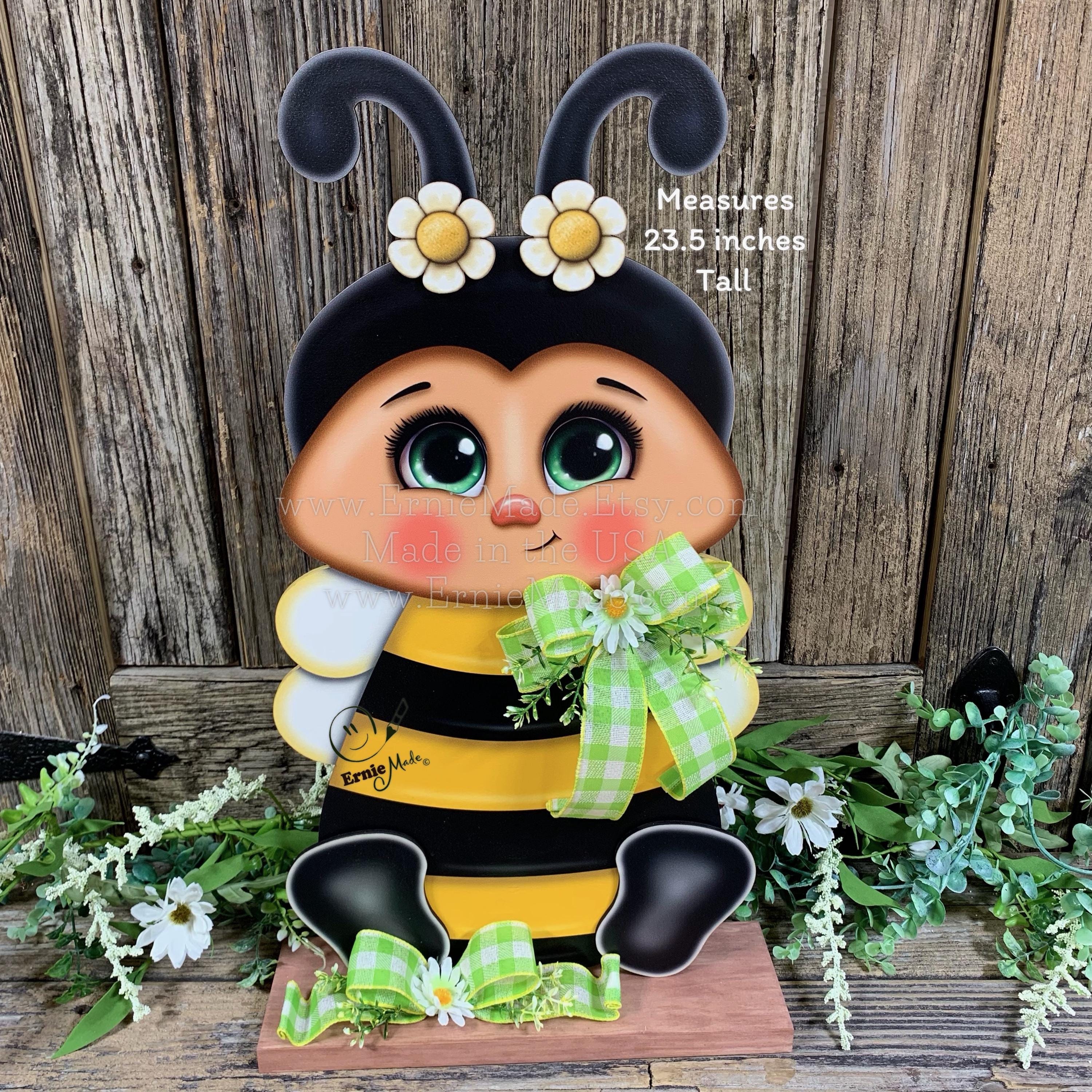 Bee Decoration for Summer, Bee Floral Arrangement, Wooden Bee With ...