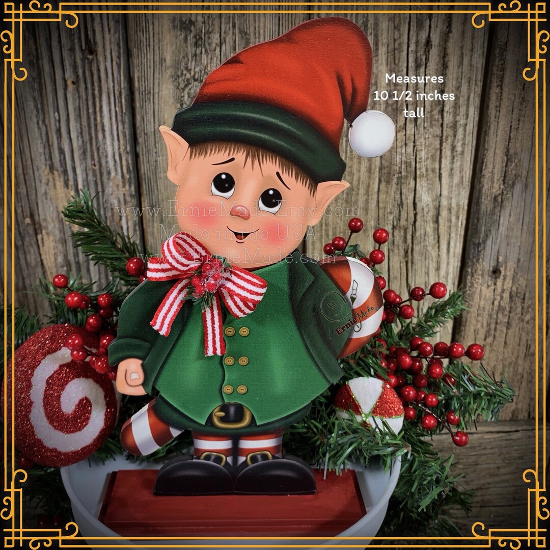 Christmas Elf Decoration, Holiday Tiered Tray, Wood Elf Shelf Sitter ...