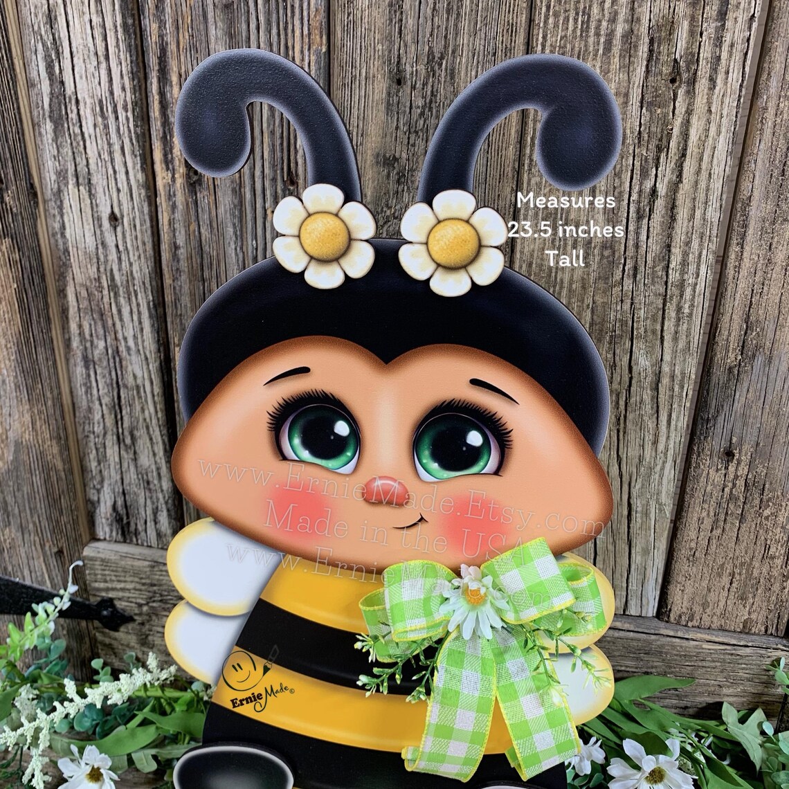Bee Decoration for Summer, Bee Floral Arrangement, Wooden Bee With ...