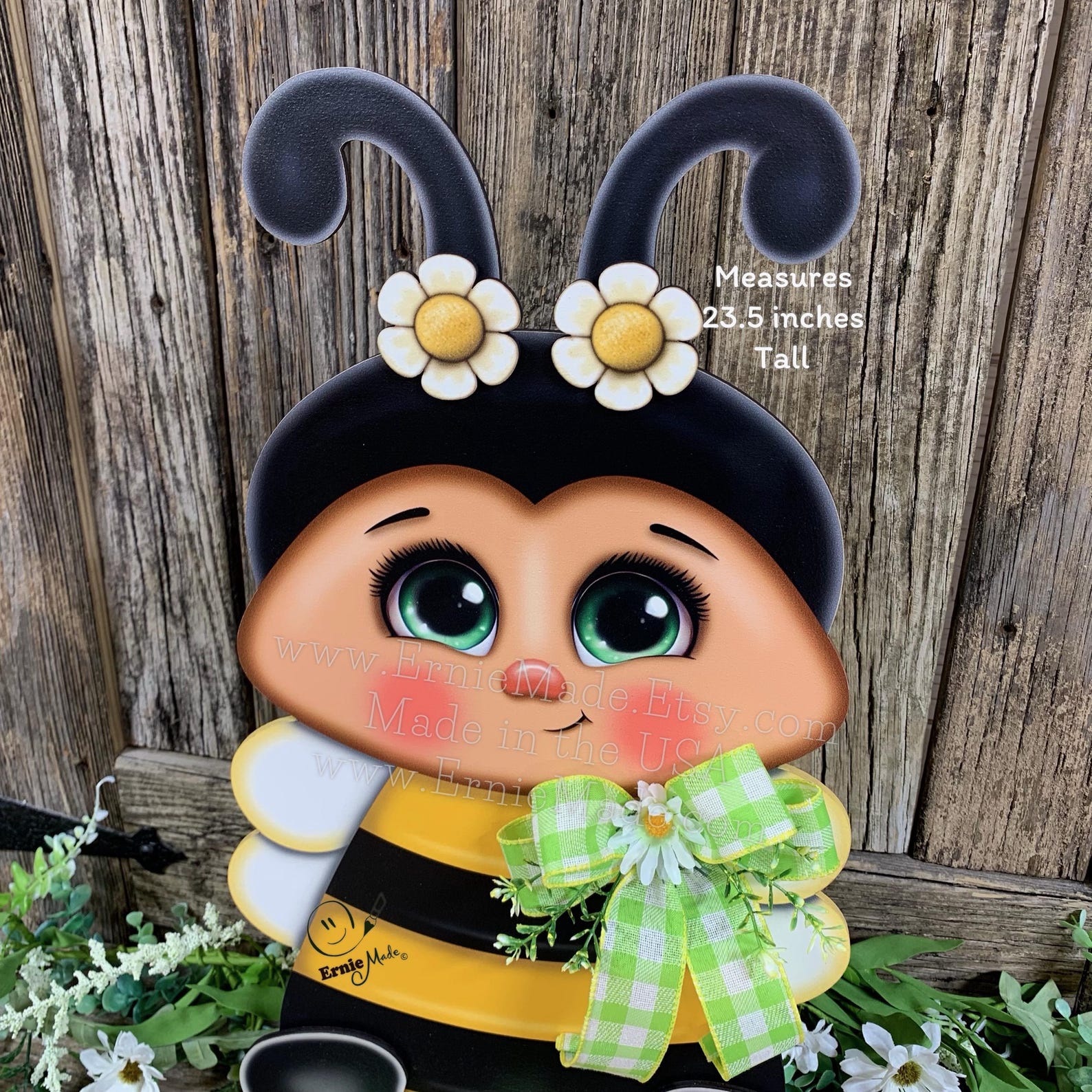 Bee Decoration for Summer, Bee Floral Arrangement, Wooden Bee With ...