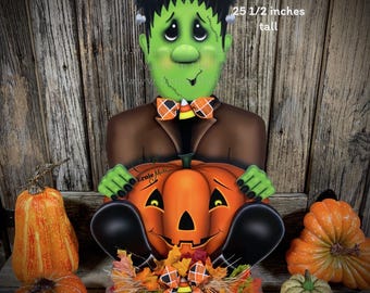 Frankenstein Monster, Halloween Porch Decor, Jack-o-lantern Pumpkin ...