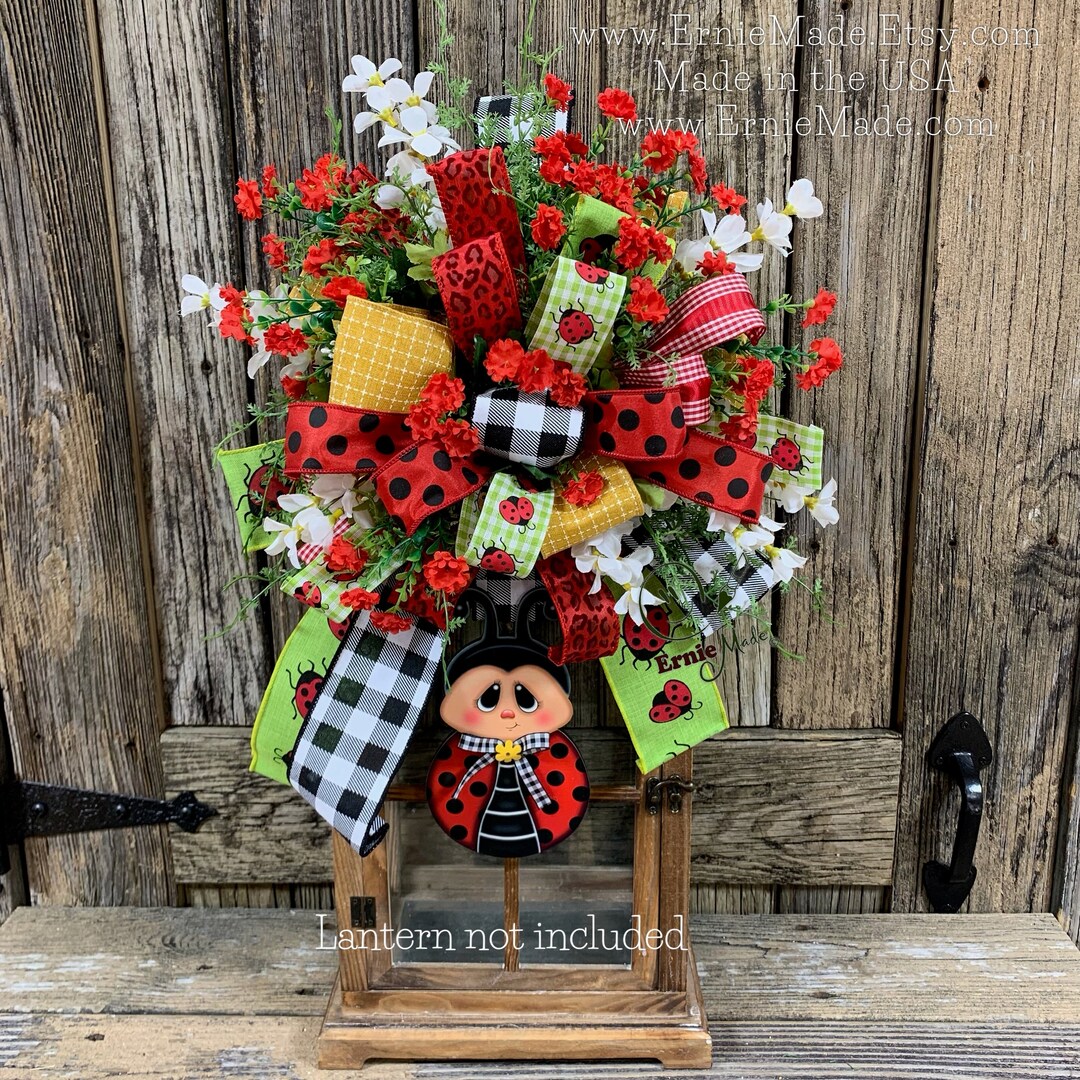 Summer Lantern Bow, Lantern Decor, Bow for Lantern, Ladybug Decor ...