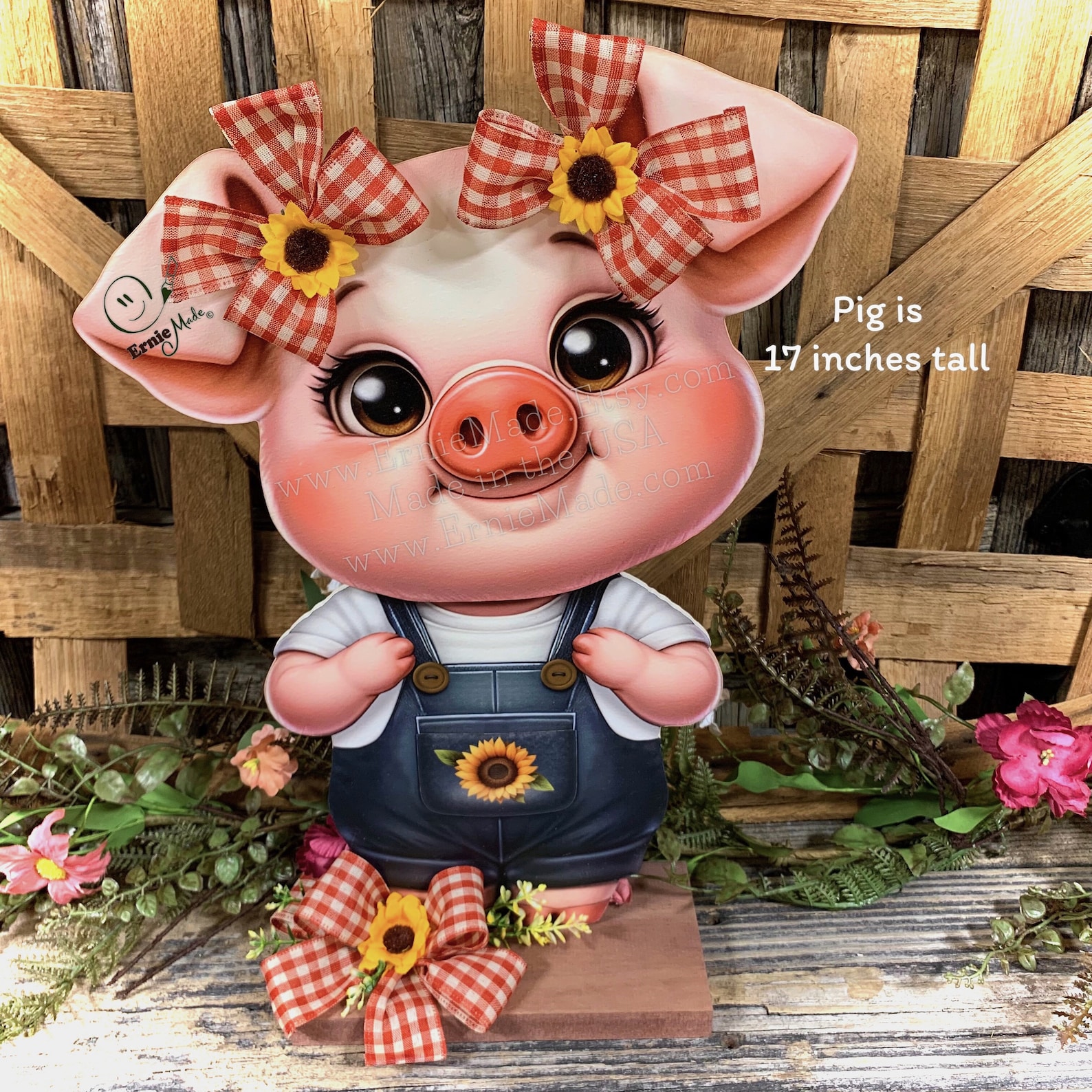 Farmhouse Centerpiece, Pig Decoration, Pig Sign, Wooden Pig Shelf ...