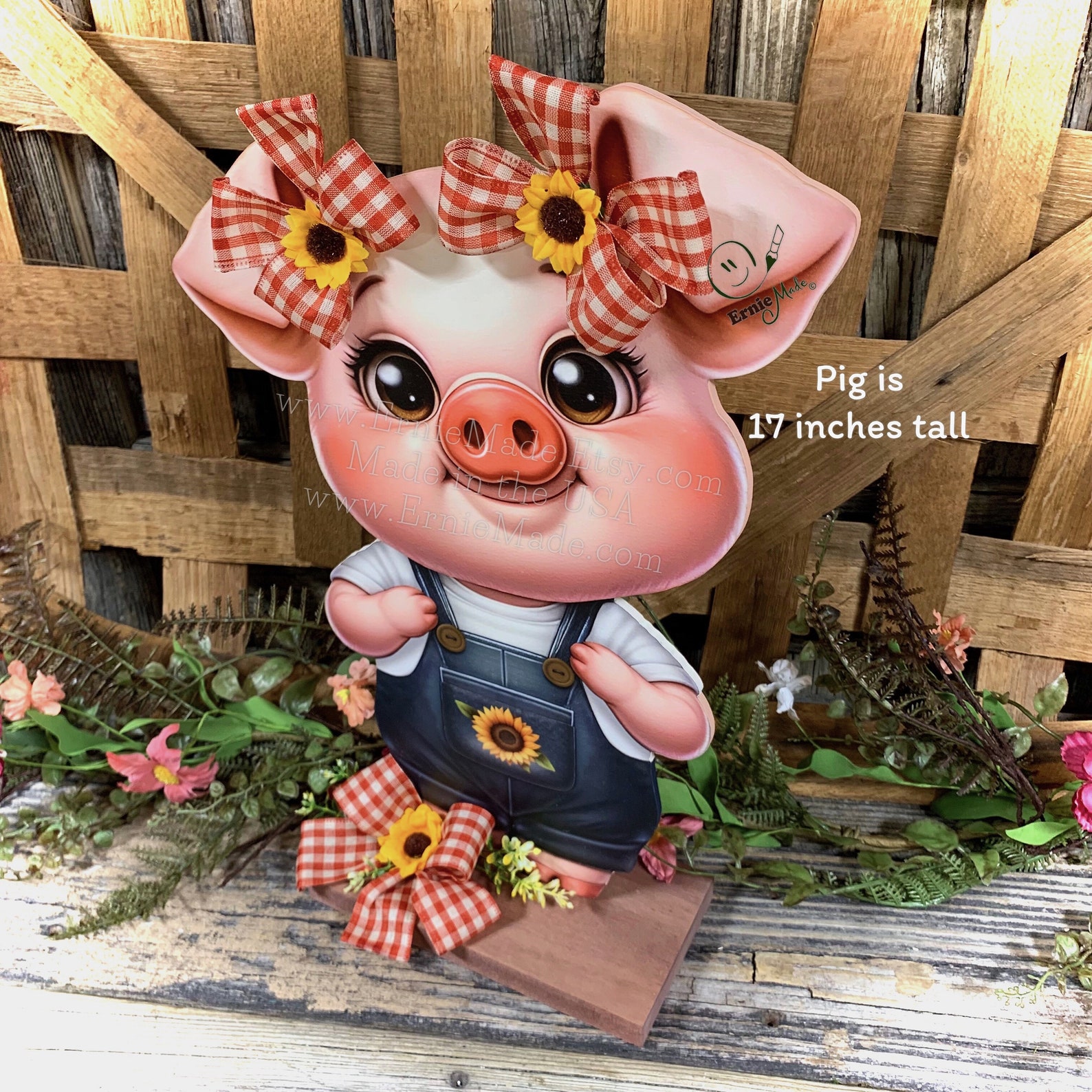 Farmhouse Centerpiece, Pig Decoration, Pig Sign, Wooden Pig Shelf ...
