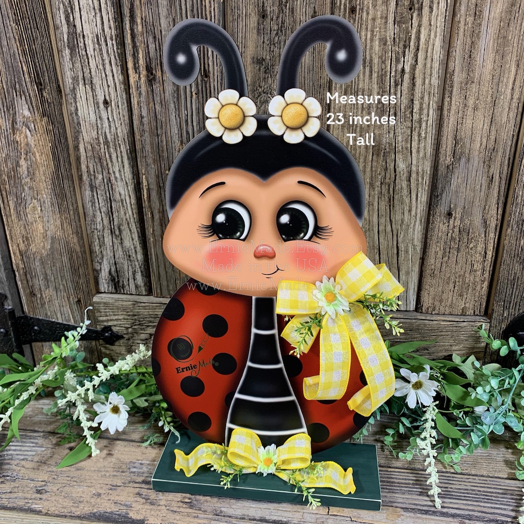 Ladybug Decoration for Summer, Ladybug Centerpiece, Wooden Standing ...
