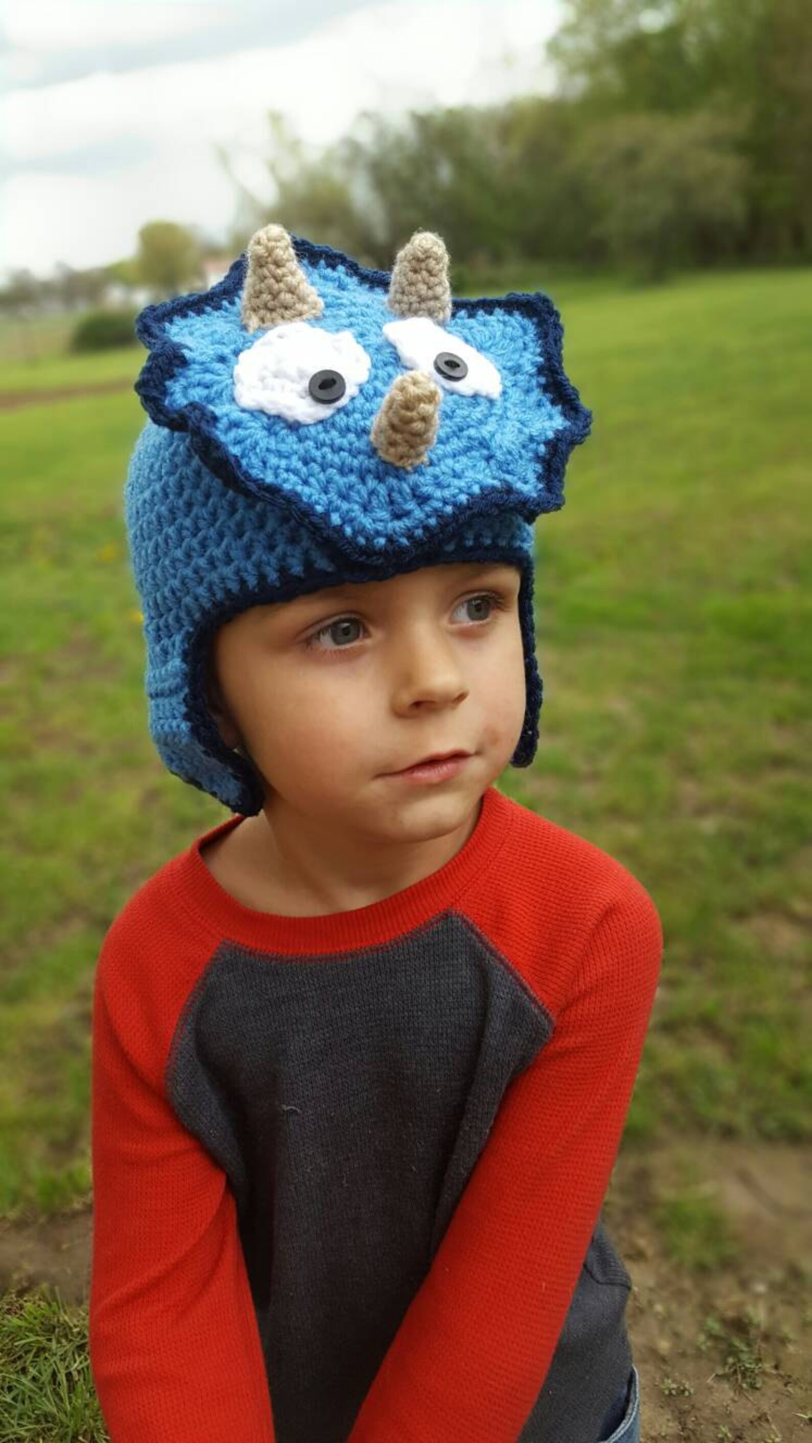 Dinosaur Hat, Triceratops Hat, Dino Hat, Dinosaur Costume, Three Horn ...