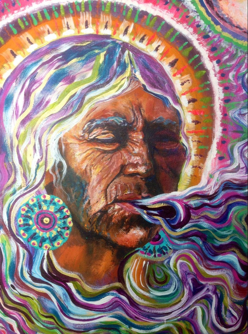 Hand painted Up cycled Wood Original print La Curandera | Etsy