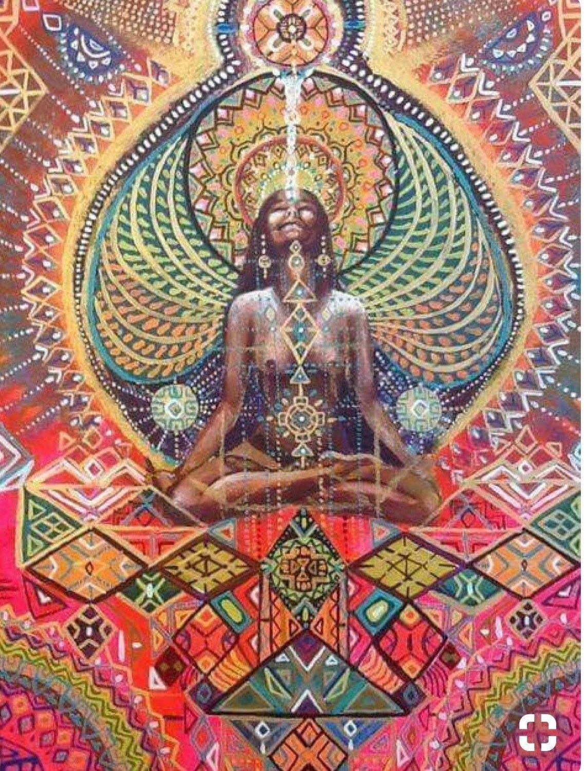 Highest High Hand Tranfer on Wood Hand Painted Yoga Art Visionary Art ...