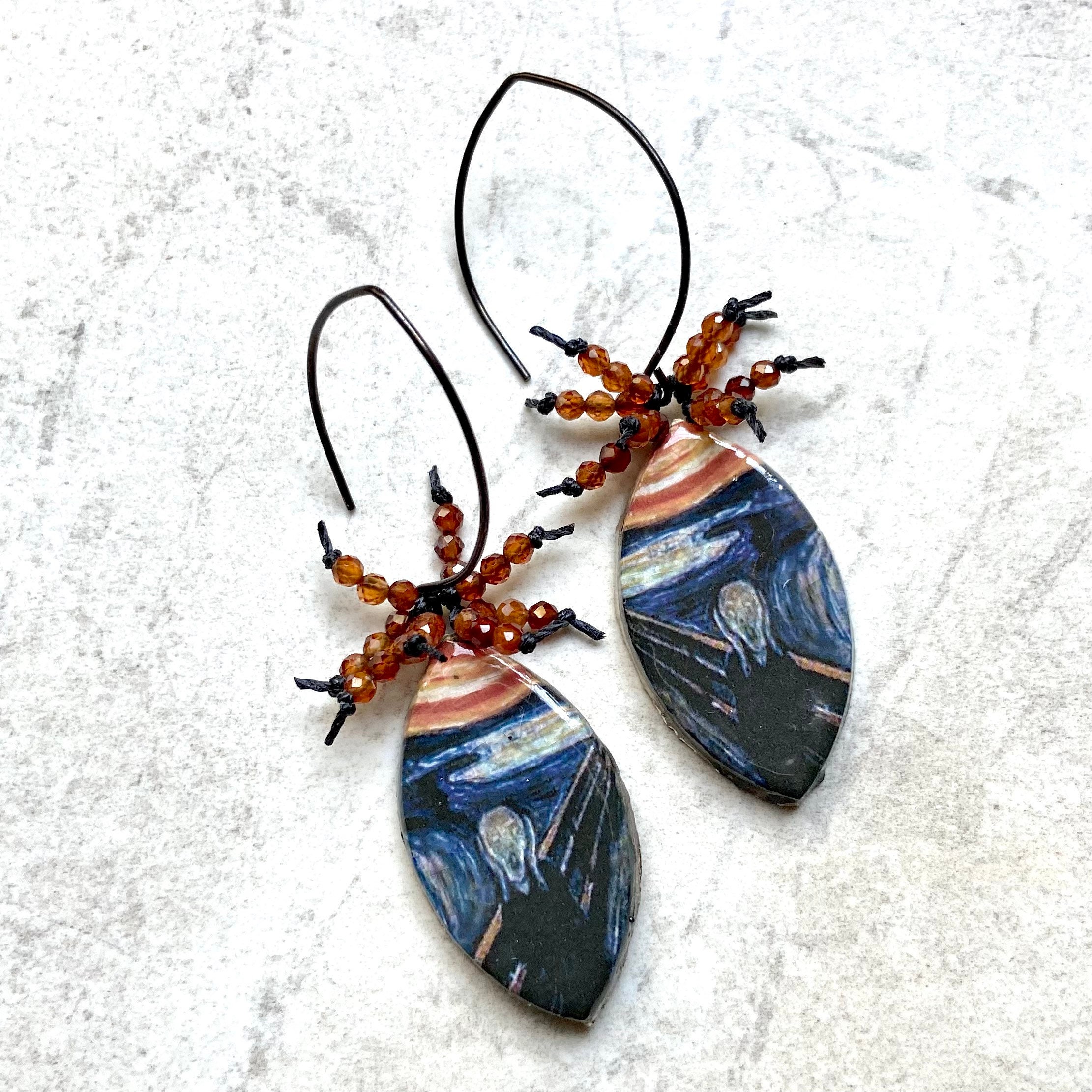 Artsy Orange Garnet Statement Earring, the Scream Statement Earring ...