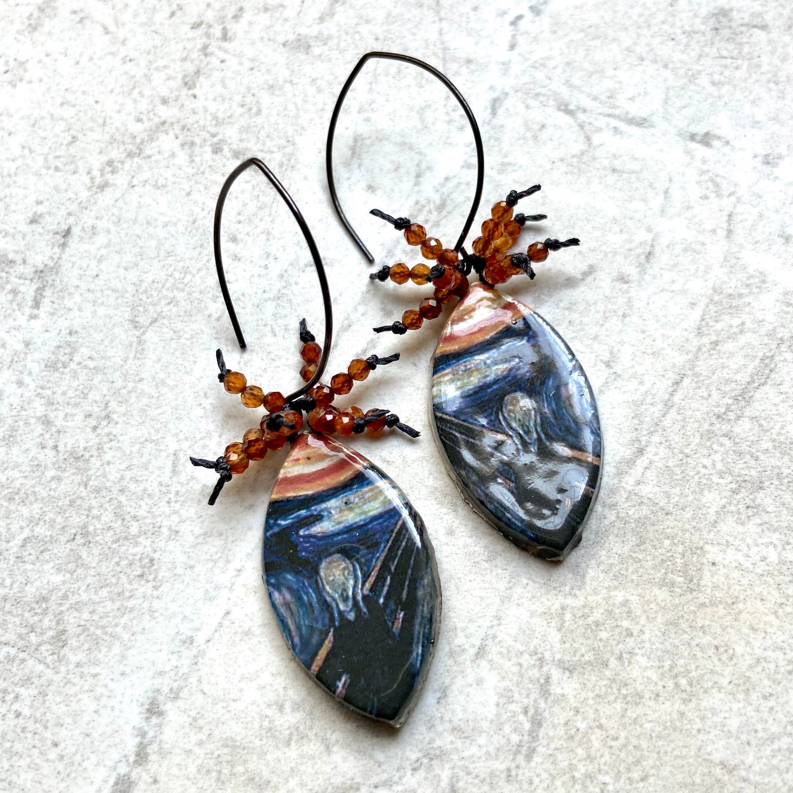 Artsy Orange Garnet Statement Earring, the Scream Statement Earring ...