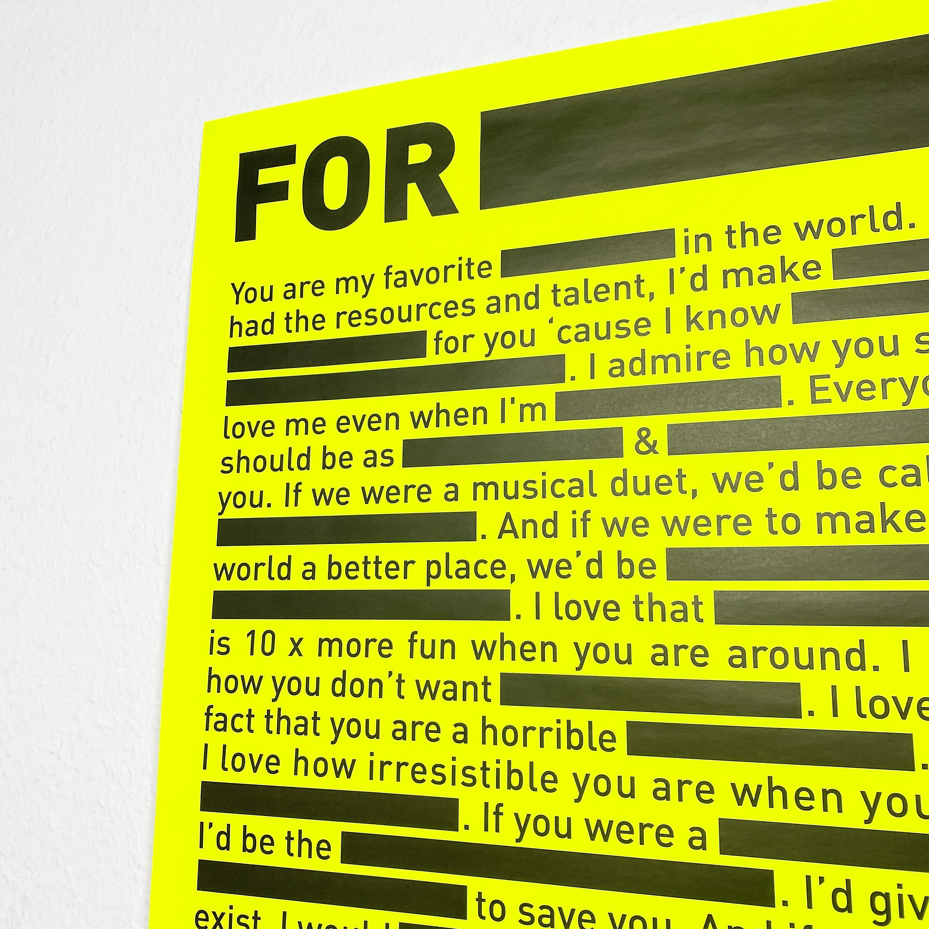 LOVE NOTE / Poster / 420 X 594 Mm / Neon Yellow - Etsy