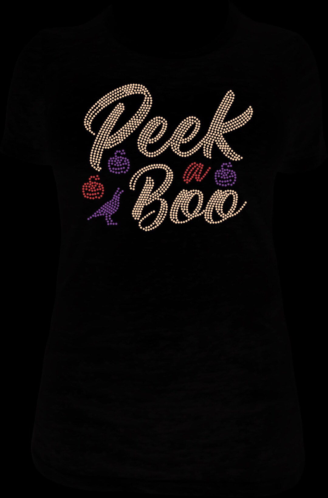 Precut Rhinestone Template, Halloween Peek a Boo, T-shirt Design ...