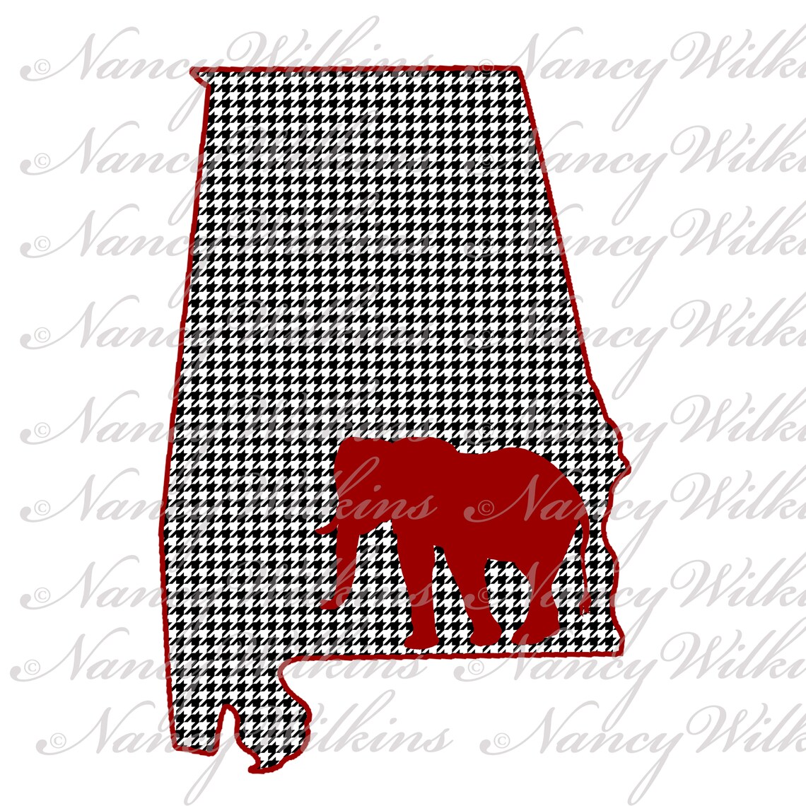 Alabama Elephant & Houndstooth Sublimation Design PNG Digital Download ...