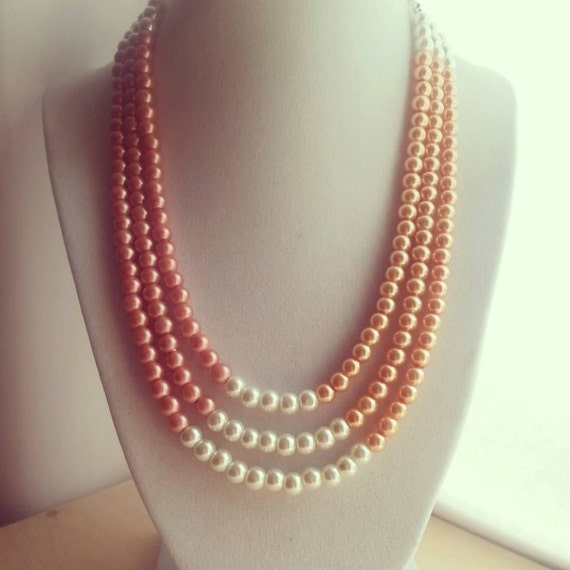 Items similar to Three color pearl necklace, customize your own, many ...