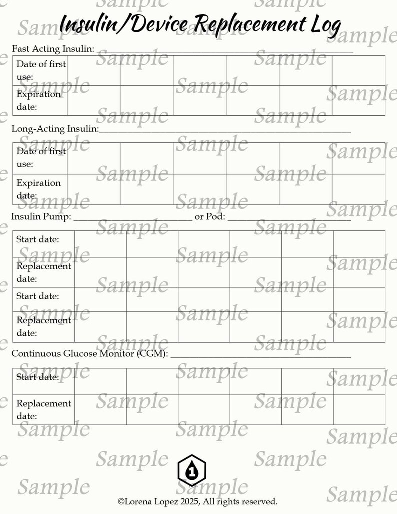 T1D Insulin & Device Tracker PDF – Pump, Pod, CGM, Long and Fast-acting ...