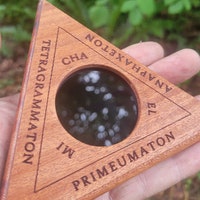 Hekate Triangle - Engraved Hardwood With Glass Scrying Mirror - Etsy