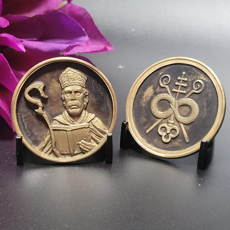 St. Cyprian Talisman - Engraved and Aged Brass Coin - Etsy