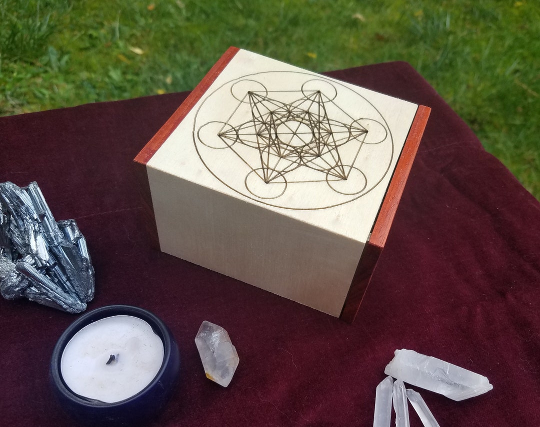 Metatron Cube Crystal Grid Box - Engraved Exotic Wood (medium) - Etsy