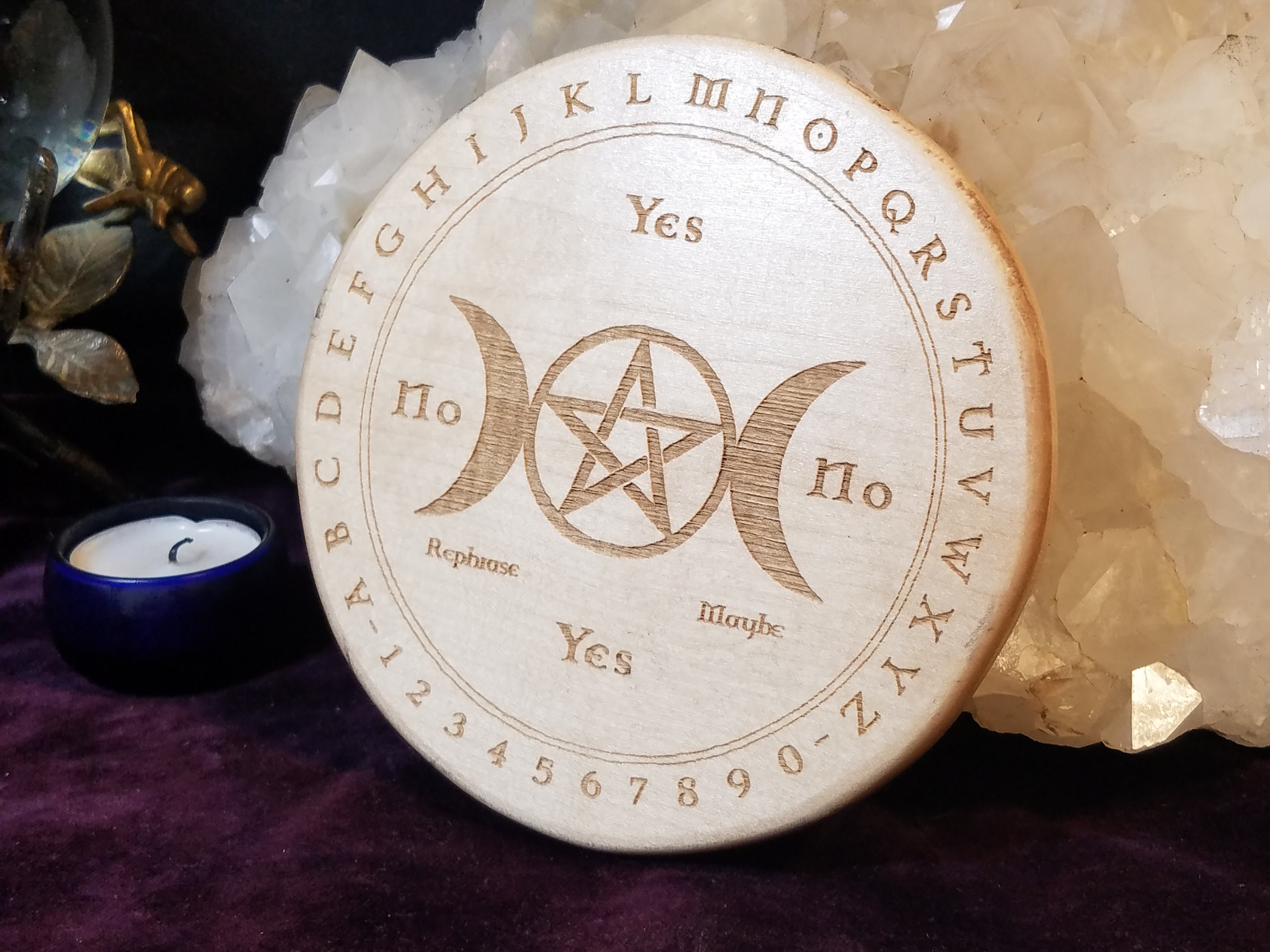 9 Pentacle Triple Moon Pendulum Board Engraved Solid | Etsy