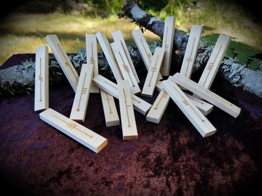 Maple Celtic Ogham Staves - Engraved Wood Divination, Psychic Reading ...