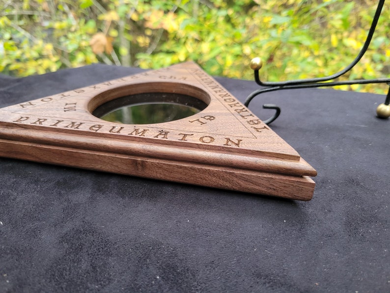 Obsidian Triangle of Art - Engraved 9" Walnut Scrying Mirror - Etsy