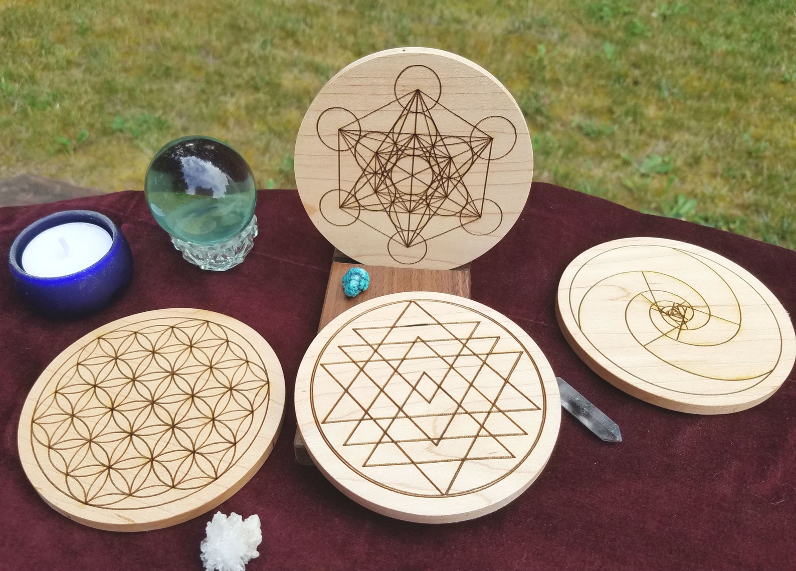 4" Solid Wood Crystal Grids - Maple - Set W/ Pouch or Singles - Etsy