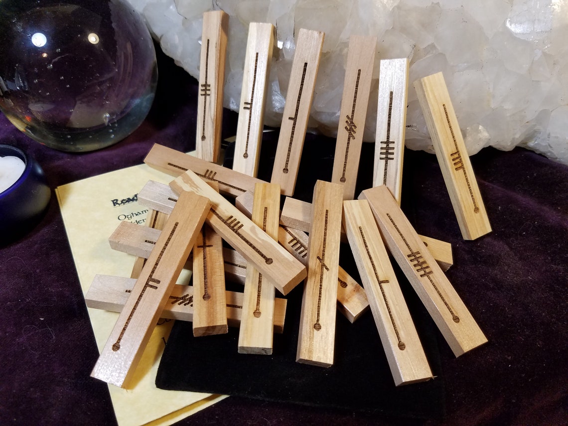 Hazel Celtic Ogham Staves - Engraved Wood Divination, Psychic Reading ...