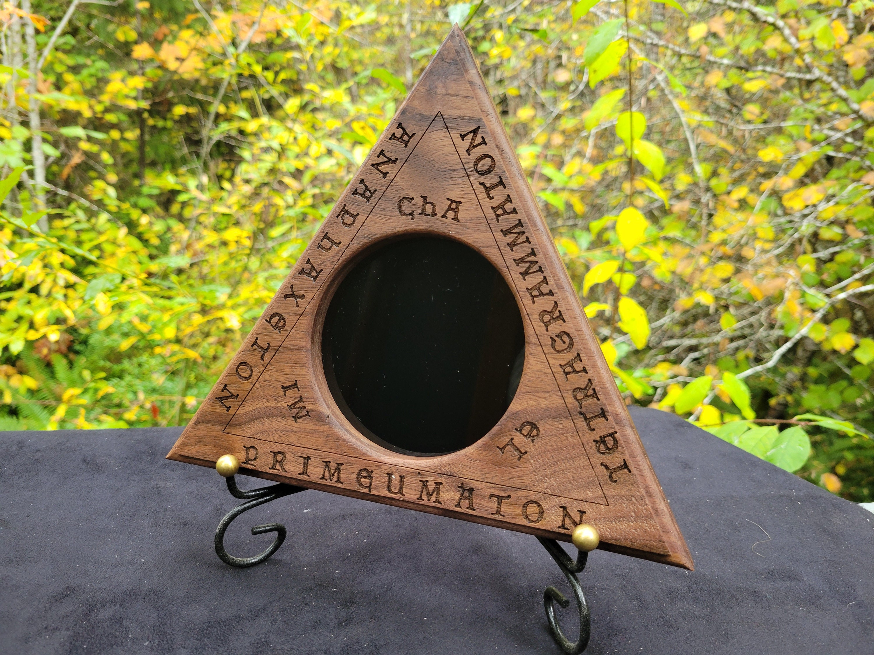 Obsidian Triangle of Art - Engraved 9" Walnut Scrying Mirror - Etsy