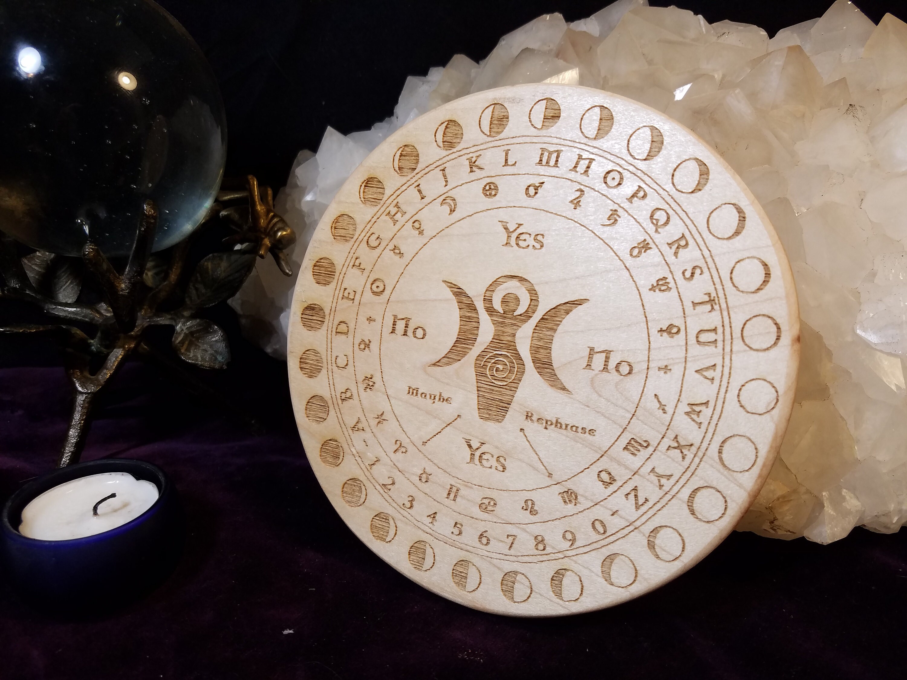 6" Goddess / Moon Cycle Pendulum Board - Engraved, Solid Wood - Etsy