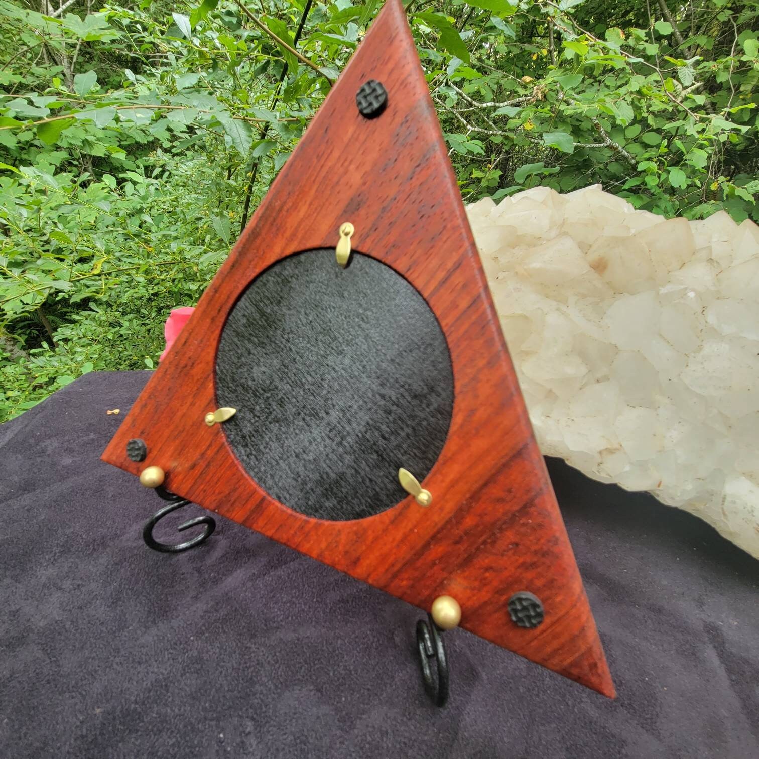 Hekate Triangle - Engraved Hardwood With Glass Scrying Mirror - Etsy