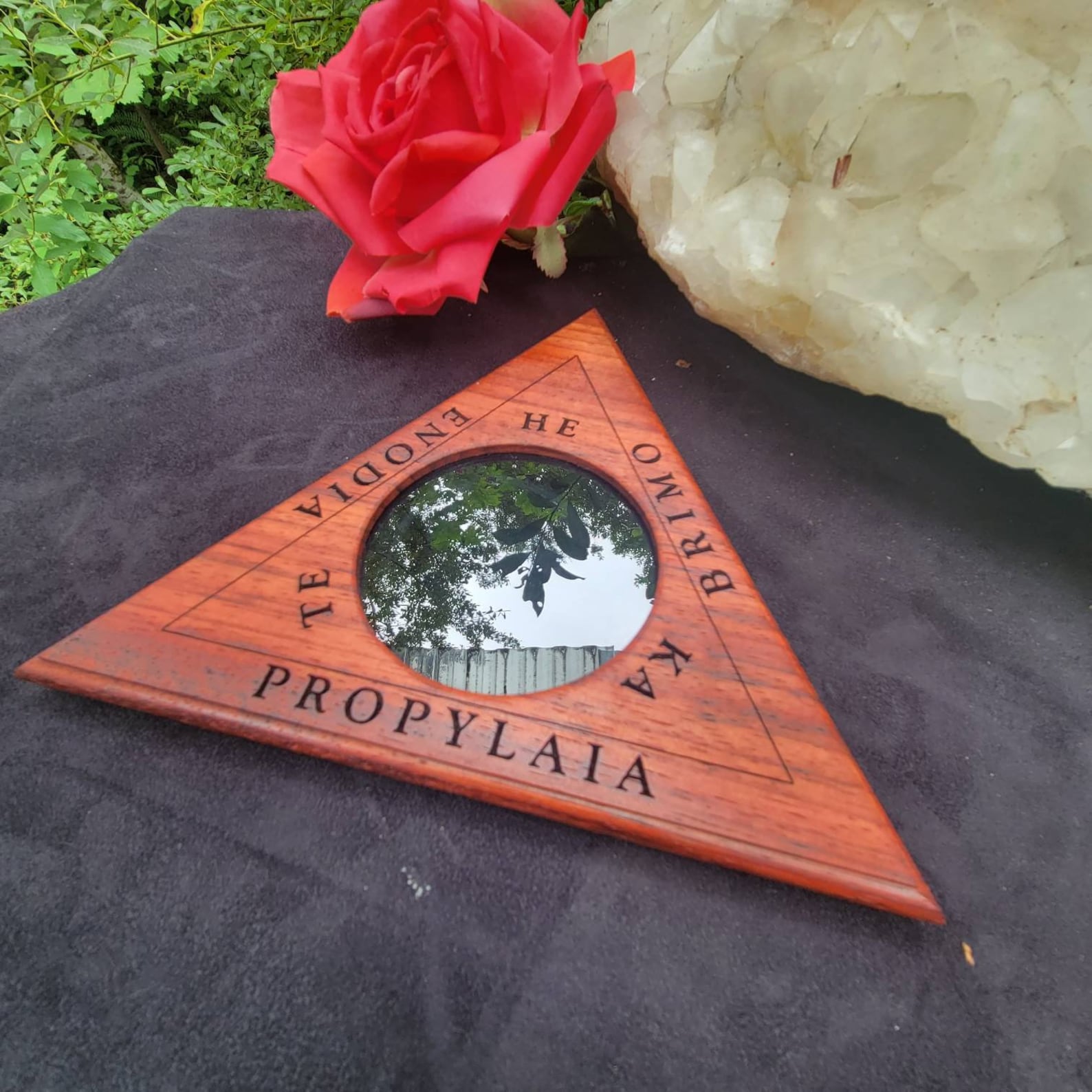 Hekate Triangle - Engraved Hardwood With Glass Scrying Mirror - Etsy